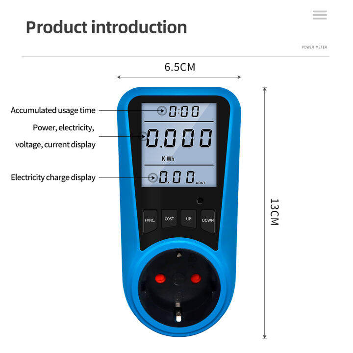 Current Meter Voltmeter Socket AC Power Meter Time Watt Wattmeter US UK ...