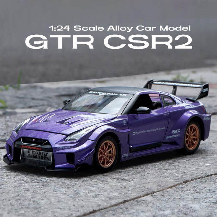 โมเดลรถ CSR2รถโลหะผสม Nissan GTR ไฟเสียงรถ Diecast รถคนรักของสะสมวัน ...
