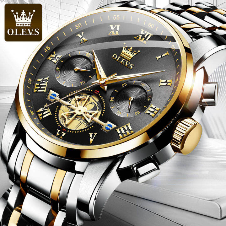 OLEVS Watch for Men Original Waterproof Fashion Flywheel Multifunction ...
