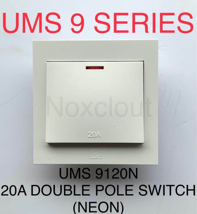 UMS 9120N 20A DOUBLE POLE LARGE ROCKER SWITCH (NEON) WATER HEATER SWITCH / AIR COND SWITCH suis ...