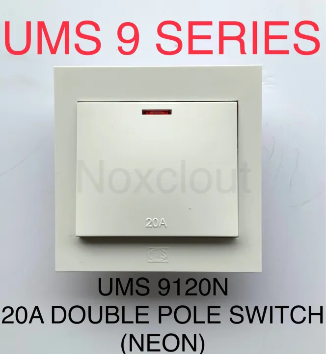 UMS 9120N 20A DOUBLE POLE LARGE ROCKER SWITCH (NEON) WATER HEATER ...
