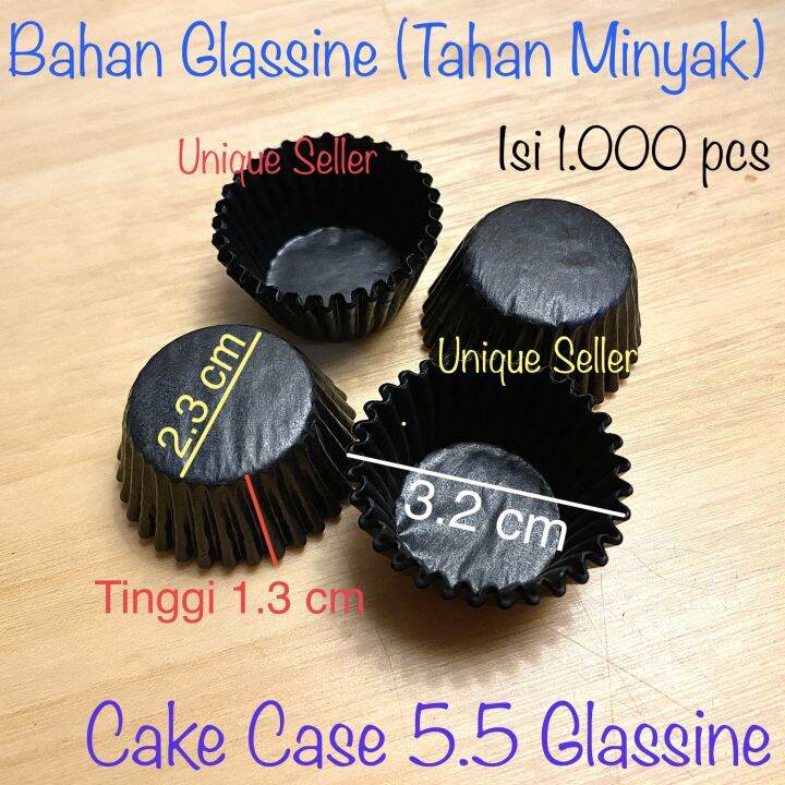 [1000 pcs] Cake Case 5 & 5.5 GLASSINE HITAM / Kertas Alas Nastar Hitam ...