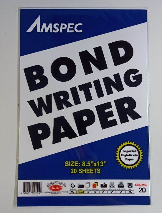 AMSPEC Bond Writing Paper Legal Size 8.5inches x 13inches | Lazada PH