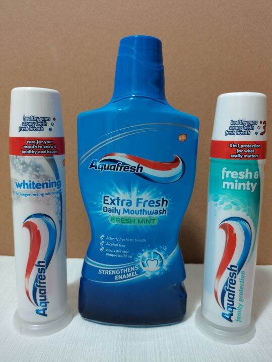 Aquafresh whitening toothpaste fresh and minty pump,mouthwash | Lazada PH