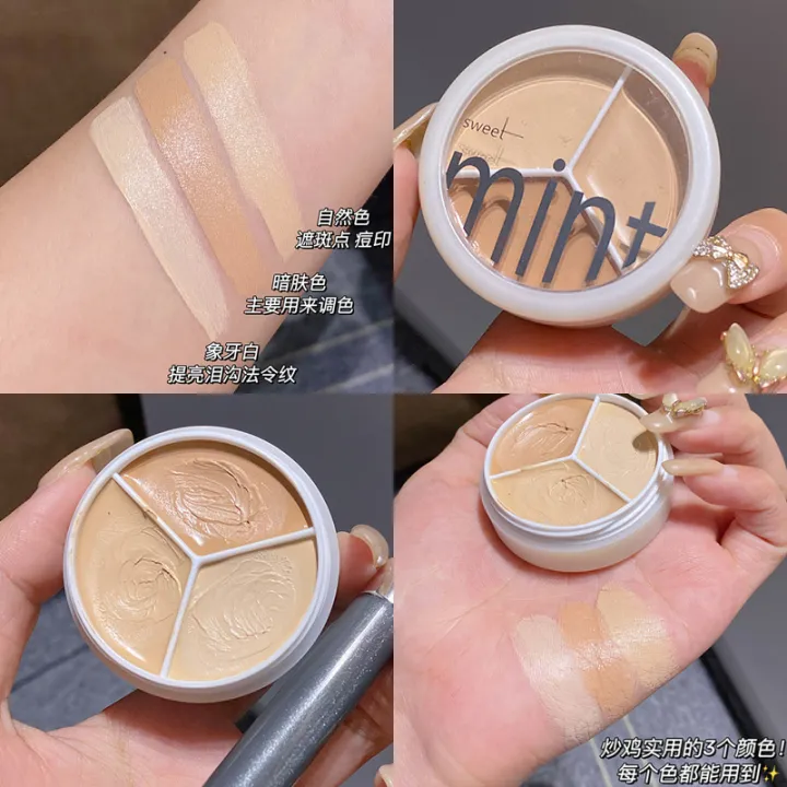 Sweet Mint Three-Color Concealer Cover Spot Acne Marks Dark Circles Tear Groove Repair ...