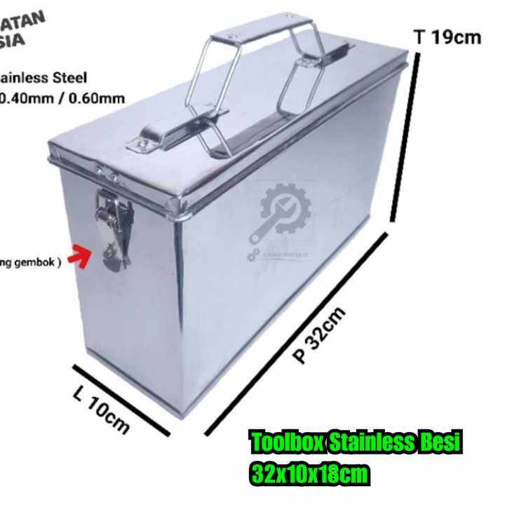 Toolbox besi stainless 32x10x18cm Kotak alat Kotak perkakas Tulbok ...