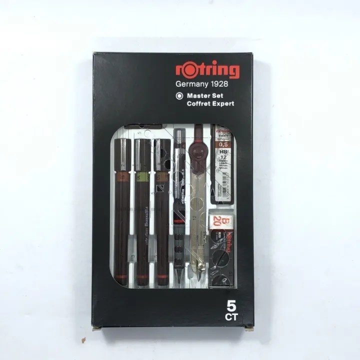 ROTRING COLLEGE SET ISOGRAPH PAKET LENGKAP KOTAK MIKA ISI PULPEN PENSIL ...
