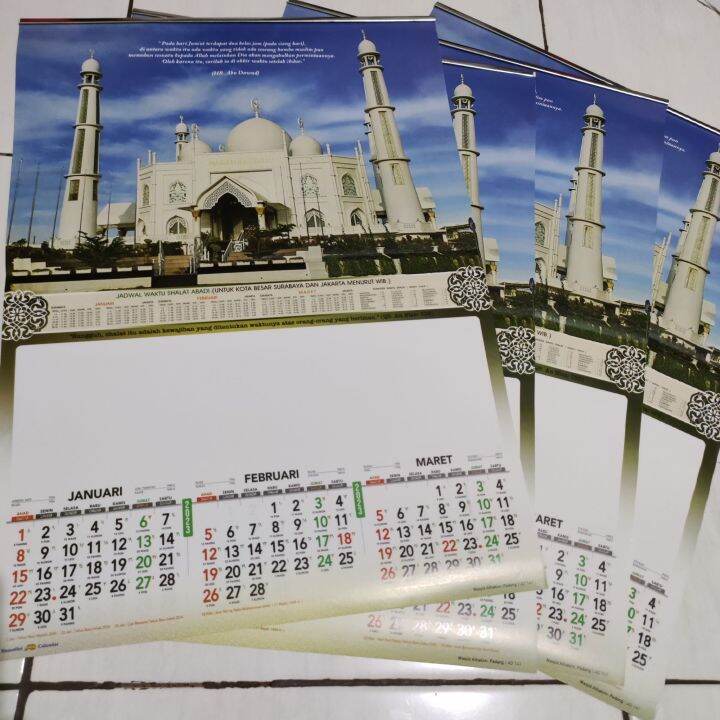 kalender triwulan gambar mesjid ukuran stdr 38x54 harga per pcs gambar ...
