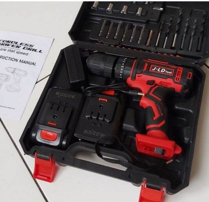 Bor Cordless 36v JLD impact drill 13mm variable speed Bor baterai cas ...
