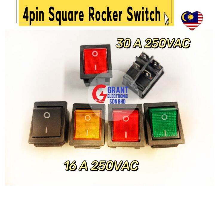 16A 30A 250VAC 4 Pin Rocker Switch KCD4 Double Port Switch KCD 4Pin | Lazada