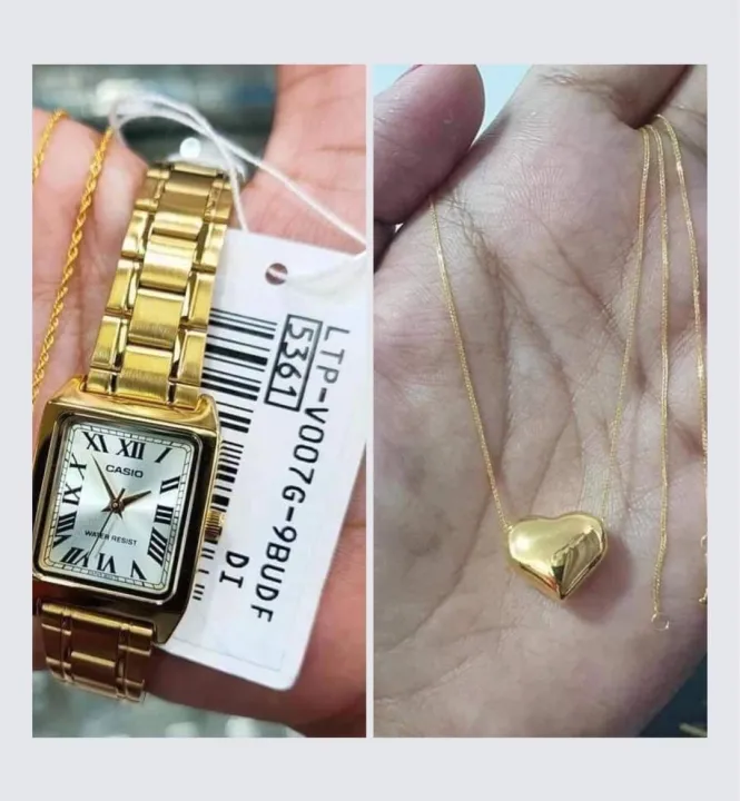 Combo Sale Saudi gold Necklace 18k with 24k pendant + original casio ...