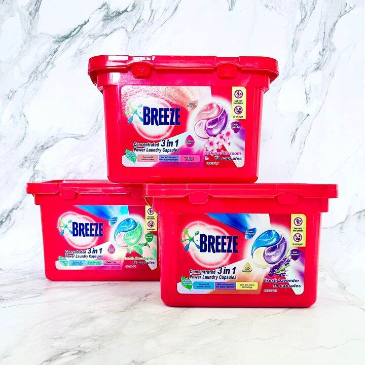 Breeze 3 in 1 Capsule Detergent Sakura Blossom🌸/ Fresh Lavender💜/ Fresh ...