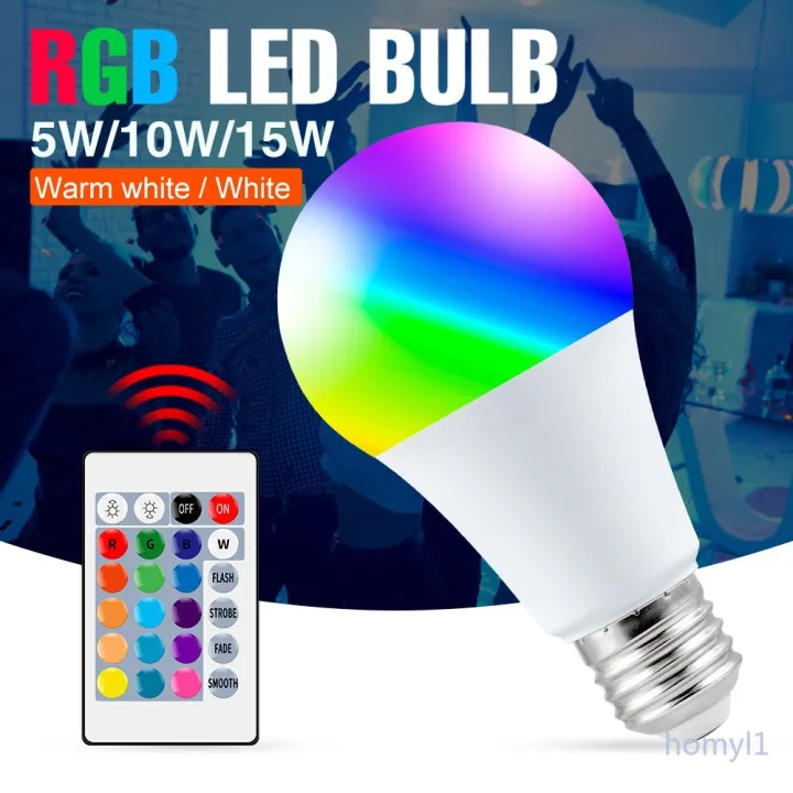 110โวลต์220โวลต์ E27 RGB หลอดไฟ LED 5วัตต์10วัตต์15วัตต์ RGB L Ampada ...