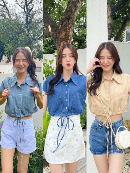 Tipsy Top เสื้อยีนส์แขนกุด | Lazada.co.th