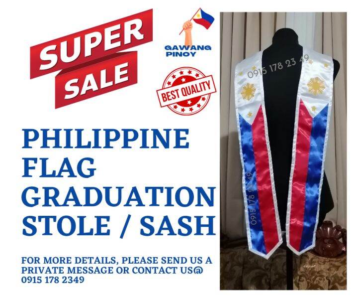 Philippine Flag inspired Graduation Stole Sash for Sale | Lazada PH