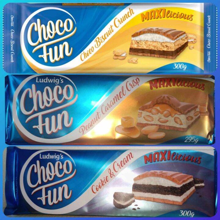 LUDWIG'S CHOCO FUN COOKIES AND CREAM 300g & CARAMEL PEANUT CRISP 295g ...