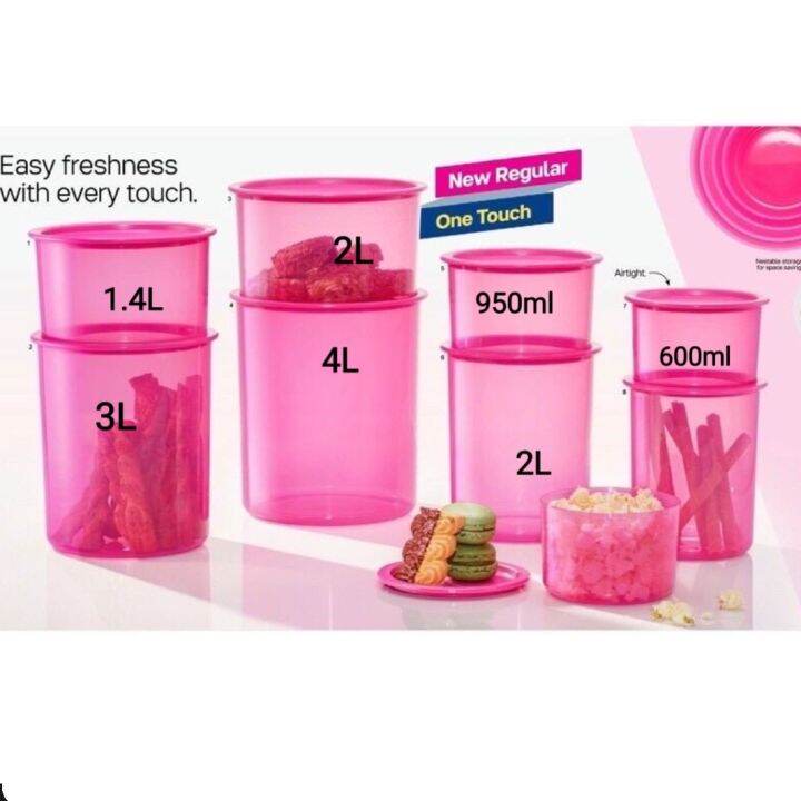 Tupperware One Touch Canister And Topper ( 600ml,950ml,1.25L,1.4L,2L,3L,4.3L | Lazada