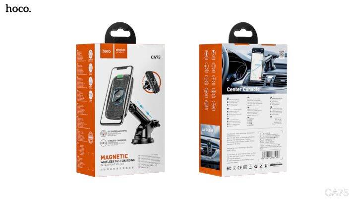 HOCO CA75 ที่ยึดโทรศัพท์ในรถ + แท่นชาร์จไร้สายในรถยนต์ รองรับ ชาร์จเร็ว 15W แท่นชาร์จมือถือในรถ ...