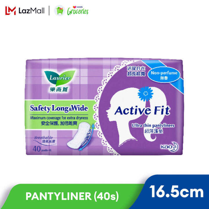 Laurier Pantyliner Active Fit – Safety Long & Wide Non-Perfume (40s ...