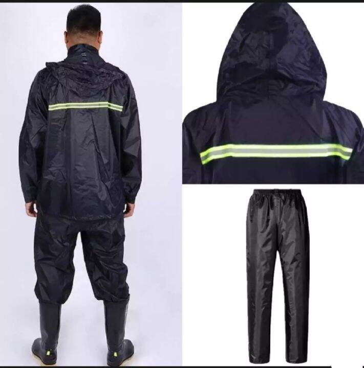 Raincoat set w/reflector yellow line kapote One Size Fits all 100% ...