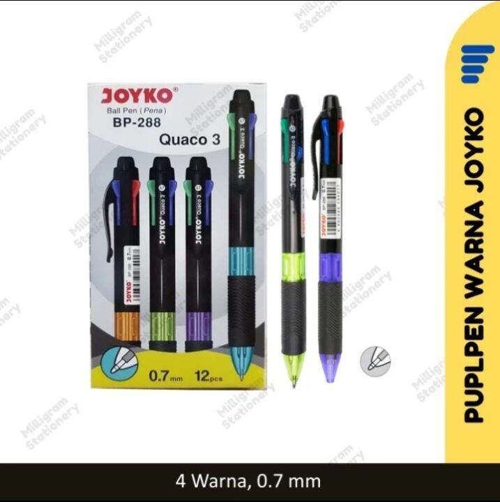 Pulpen Joyko 4 Warna BP-288 Cuaco 3/Pena Ball Pen Joyko 0.7mm(satuan ...