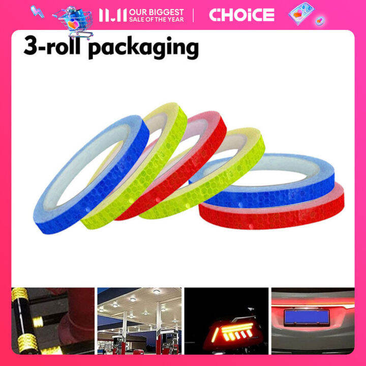 3 rolls Bicycle Wheel Reflective Tape, Fluorescent Reflective Strip ...