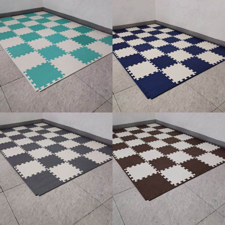 【With Side Strips】Puzzle Mat / Play Mat Plain Design 10pcs 30cm x 30cm ...