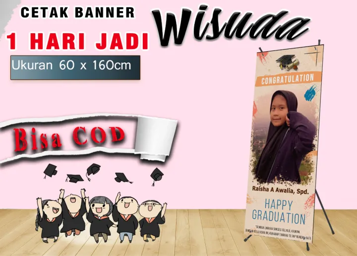 Banner Benner Baner Wisuda plus tiang uk 60x160 cm | Lazada Indonesia