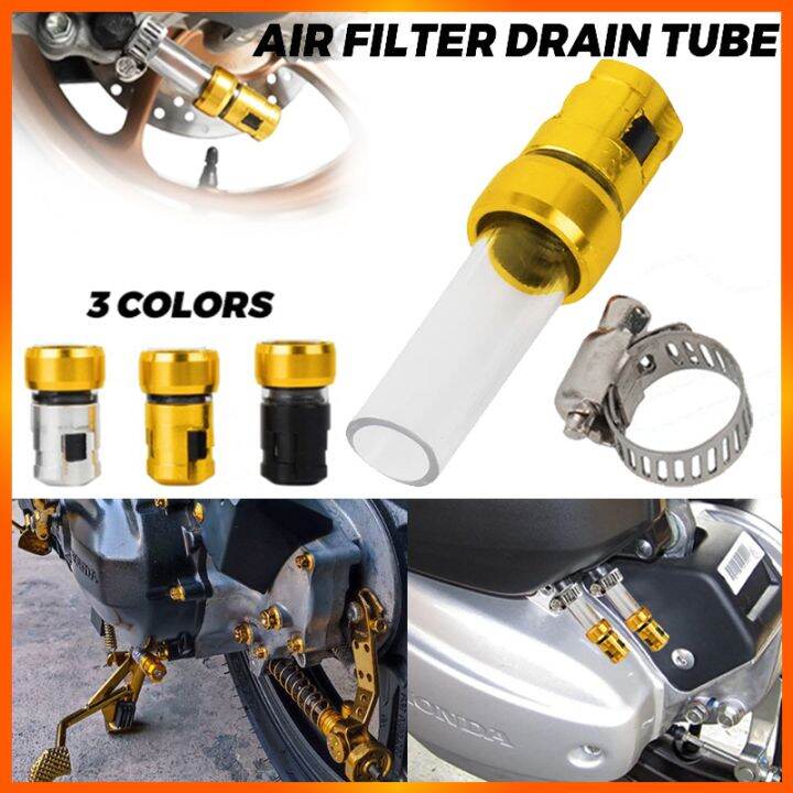 E&M Motorcycle CNC Air Filter Drain Tube Alloy Head Plug Universal ...
