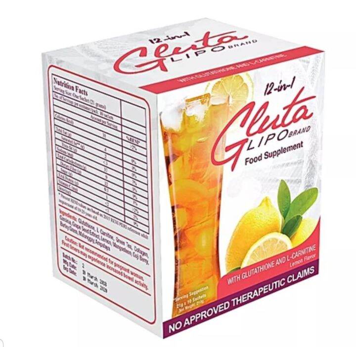 Gluta Lipo Juice Drink 100% original Lemon (10 sachet/box) | Lazada PH