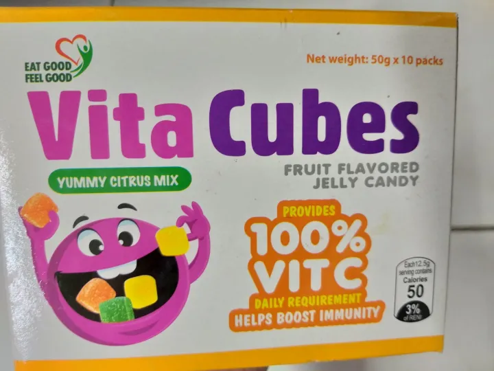 VITA CUBES 100% VIT.C (50g.x10packs) Fruit flavored jelly candyn ...