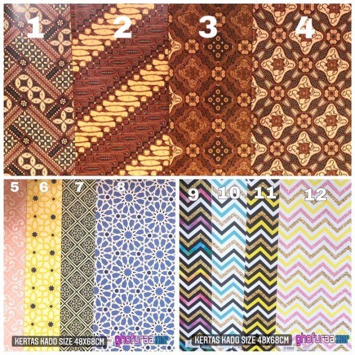 kertas kado bungkus kado aneka motif batik zigzag mozaik garis warna ...