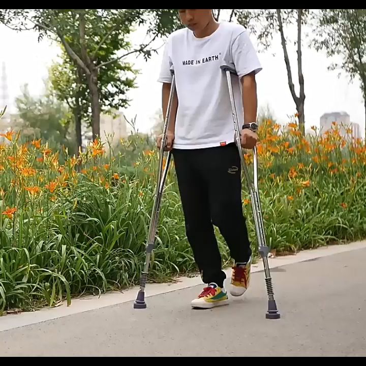Stainless Steel Crutches Spring Shock Absorber Crutches for Adults/Kids ...