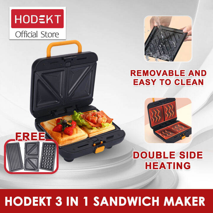 HODEKT Sandwich Maker Breakfast Maker Waffle Maker 3 in 1 Mini Electric ...