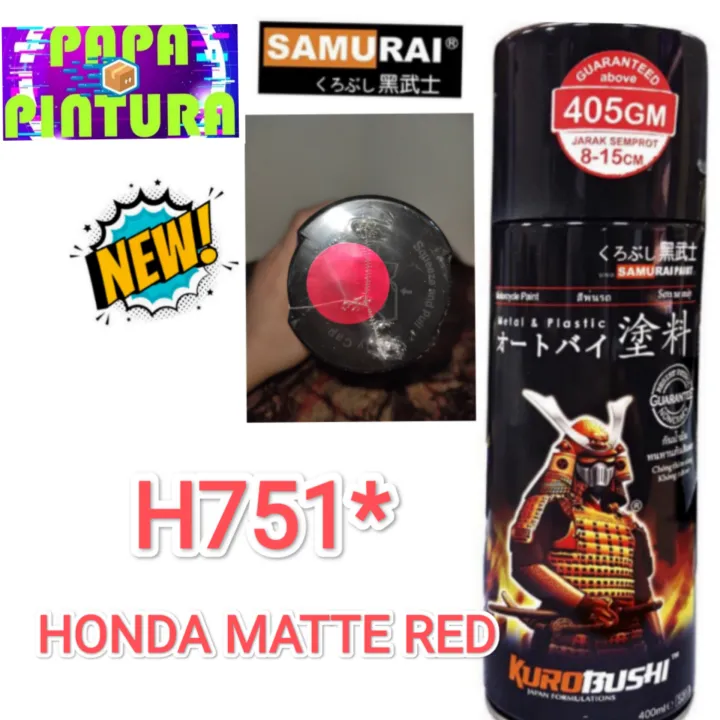 NEW!!! SAMURAI SPRAY PAINT HONDA MATTE RED H751* 400ML | Lazada PH