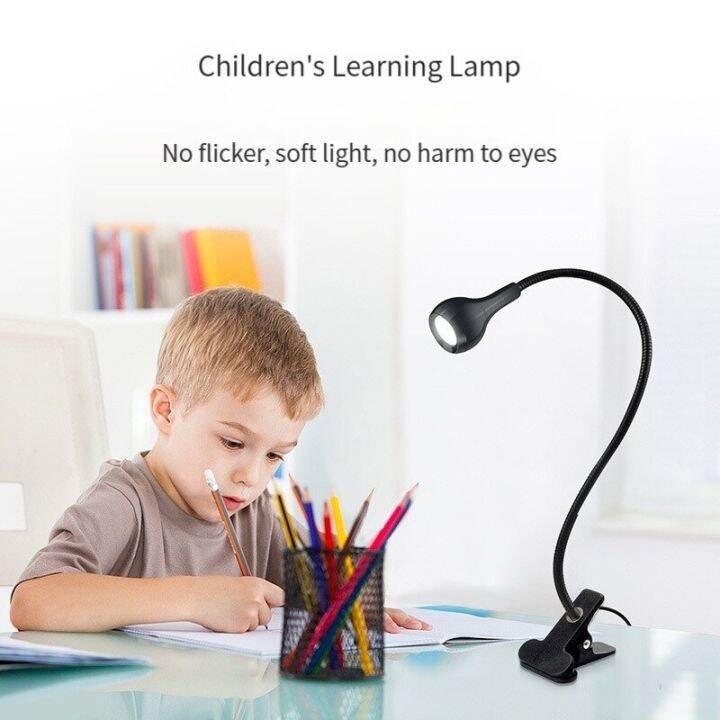 LED Desk Lamp Flexible Tube Adjustable Black USB Power Study Reading ...