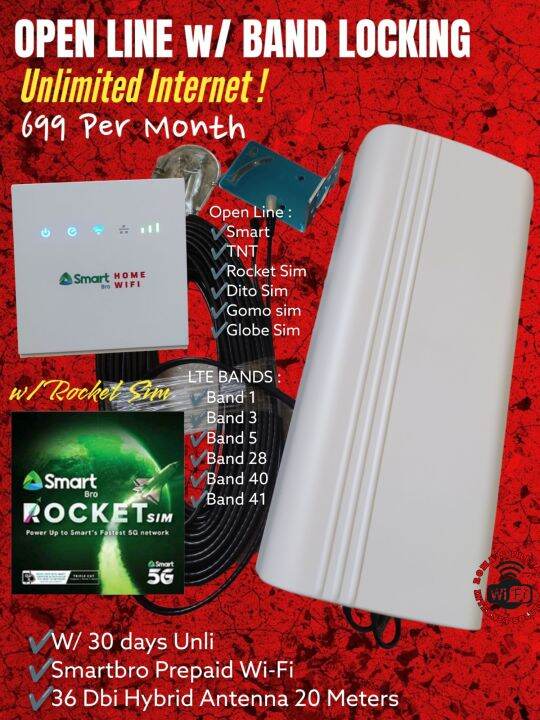 Smart R051 modem + Rocket sim + Outdoor Antenna | Lazada PH