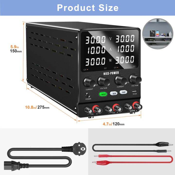 30V 10A 300W Latest Dual-Channel Laboratory Power Supply 120V 3A ...