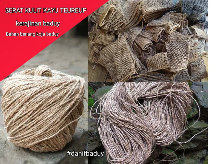 Bahan benang serat kulit kayu khas Baduy serat kulit kayu teureup tali ...