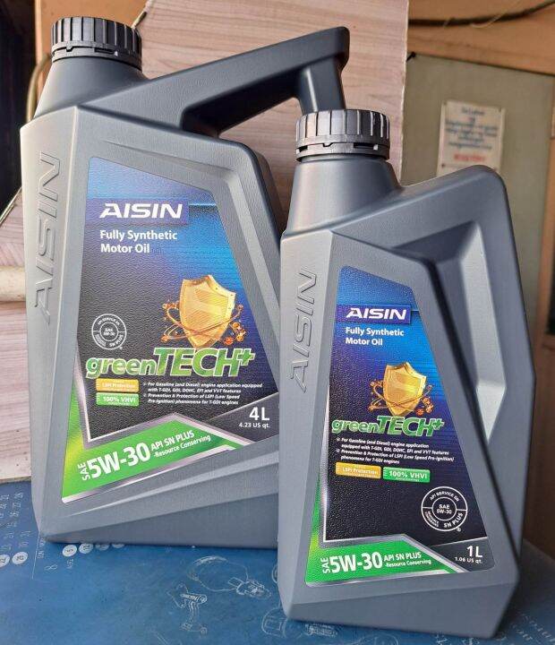 AISIN greenTECH+ Fully Synthetic Motor Oil SAE 5W-30 API SN Plus (4L/1L ...