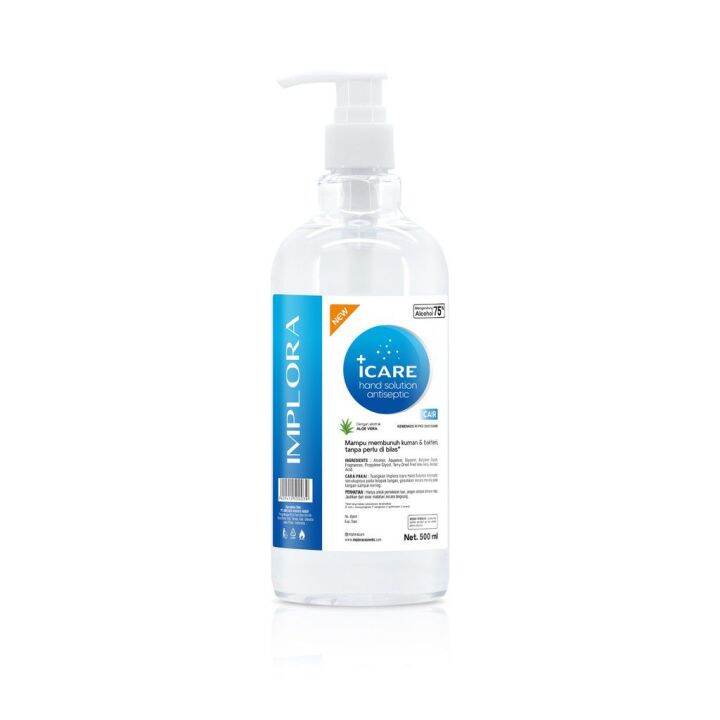 Implora Icare Hand Solution Antiseptic 500ml + Pump (Sanitizer Cair ...