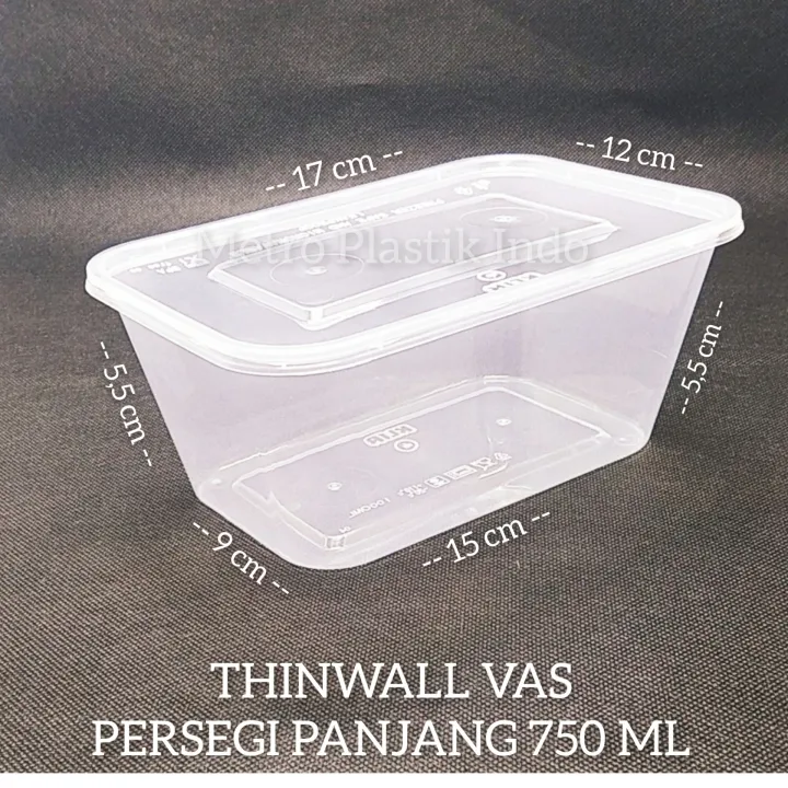 Thinwall Rectangle 750ml 25set Persegi Panjang Kotak Makan Plastik