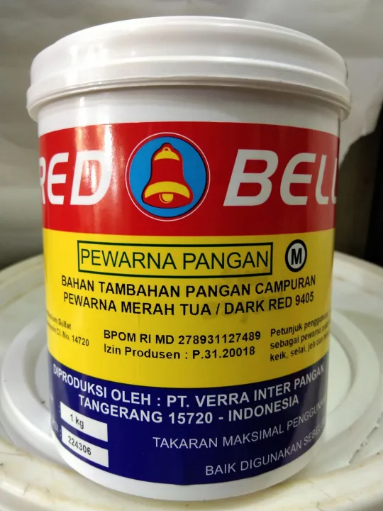 RED BELL PEWARNA BUBUK PANGAN MERAH TUA(DARK RED/9405) Pail 1 Kg ...