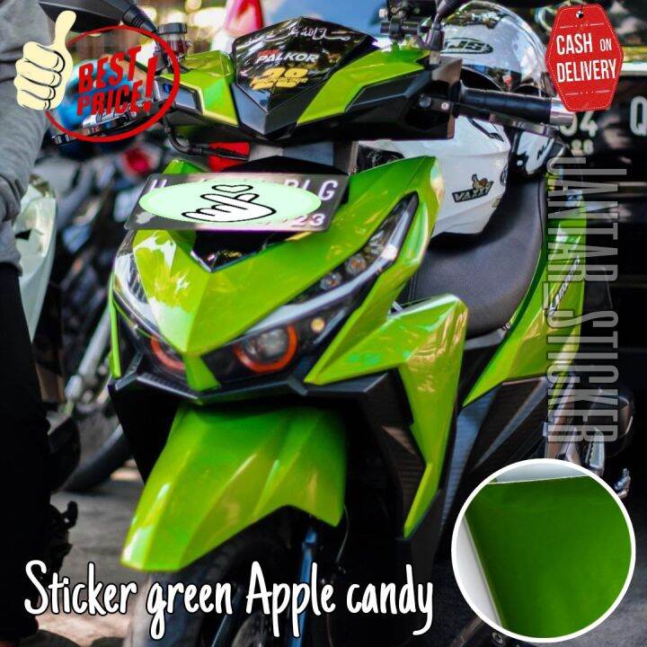Stiker motor hijau candy metalik sticker scotlite hijau candy skotlet ...