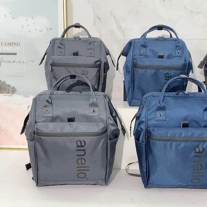 พร้อมส่ง กระเป๋าเป้ anello สีพื้น ผ้าหนา แบบซิปกันน้ำ ช่องเยอะบรรจุของ ...