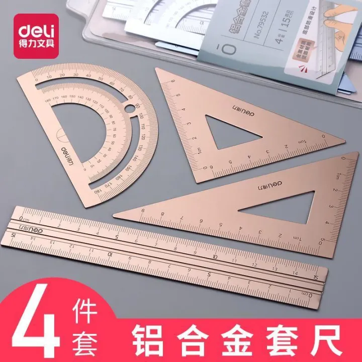 Metal Ruler Set Set Aluminum Alloy Ruler Triangle Ruler Protractor ...