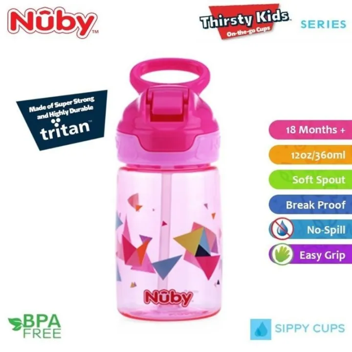 Nuby Tritan Thirsty Kids™ Flip-it™ REFLEX 12oz/360ml Pink Sport Cups Single Pack | Lazada