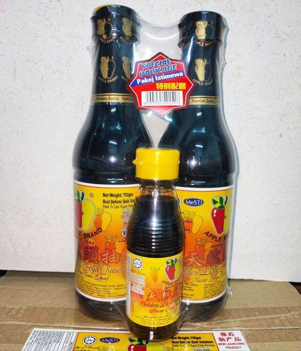 Kicap Cair Emas Cap Epal 700g x 2Btl /Apple Brand Premium Light Soy ...