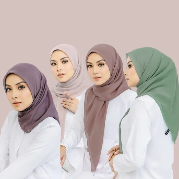 110X110CM เช่นที่คาดผมหนักชีฟองตารางผ้าพันคอมุสลิม Hijabs ผู้หญิง Underscarf แฟชั่นดูสบายๆธรรมดา ...