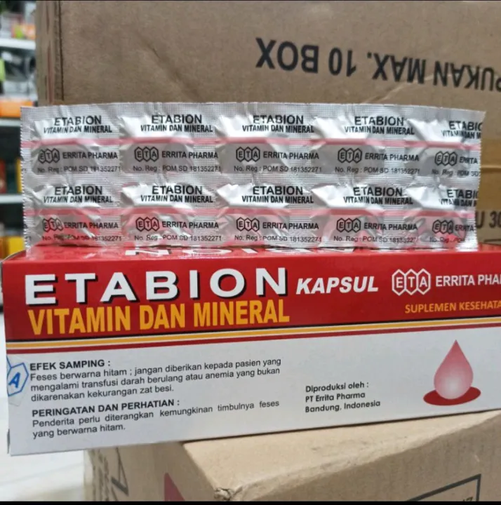 ETABION Kapsul Penambah Darah vitamin dan mineral (1 Strip isi 10 ...